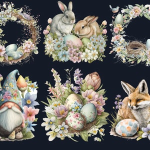 37 PNG Watercolour Easter Clipart Bundle, Happy Easter Clip Art, Spring ...