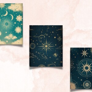 Printable JPG Pages Vintage Celestial Junk Journal Digital Paper Pack ...