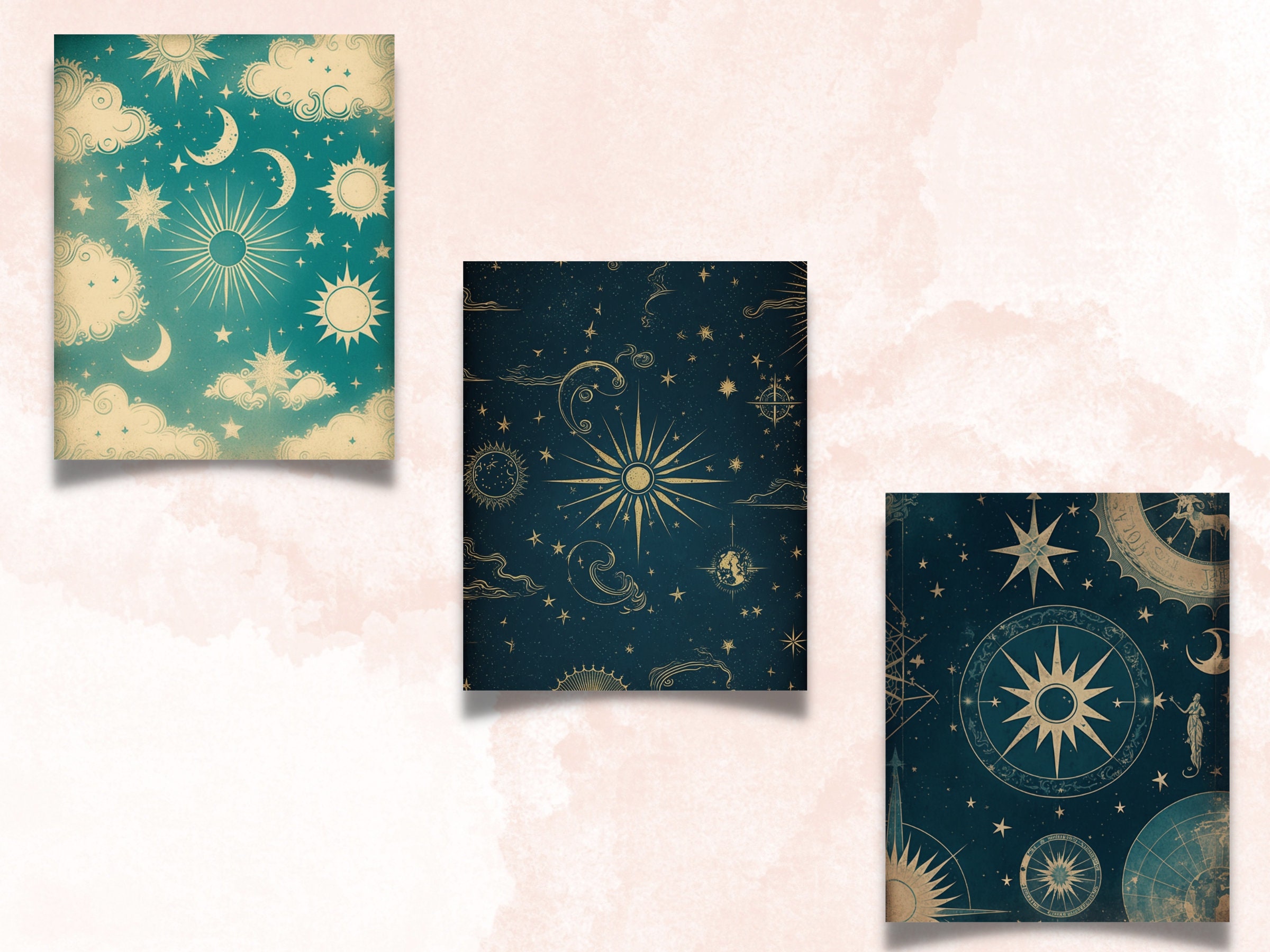 Printable JPG Pages Vintage Celestial Junk Journal Digital Paper Pack ...