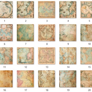 Pastel Old Maps Textures Digital Paper, Antique Map Junk Journal Pages ...