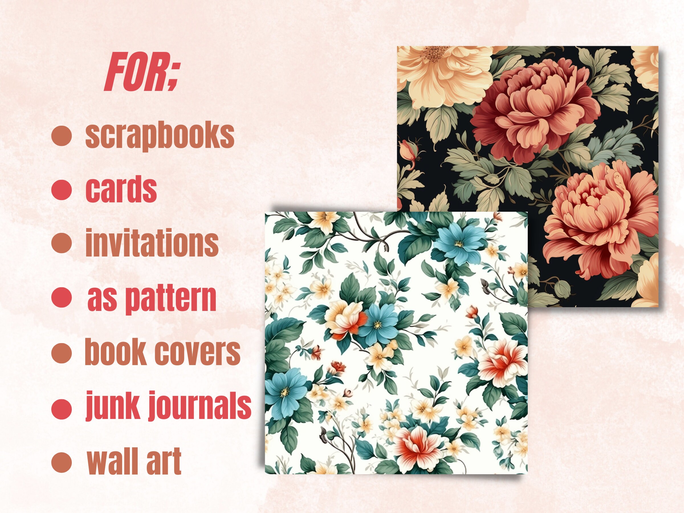 Seamless Vintage Flowers Digital Paper, Vintage Floral Seamless Pattern ...