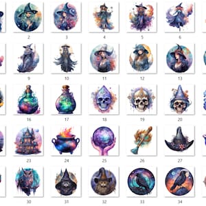 35 PNG Watercolor Celestial Witch Clipart, Celestial Witchcraft Clip ...
