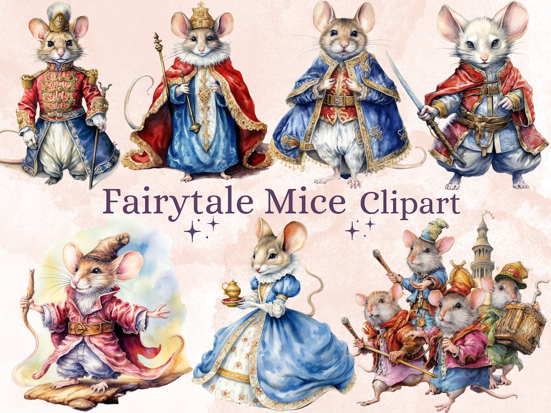 38 PNG Watercolour Fairytale Mice Clipart Bundle, Fairy Tale Animals ...