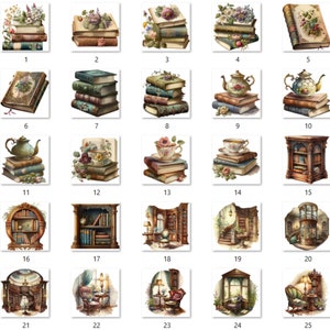 25 PNG Watercolour Victorian Books Clipart, Vintage Floral Book Clip ...