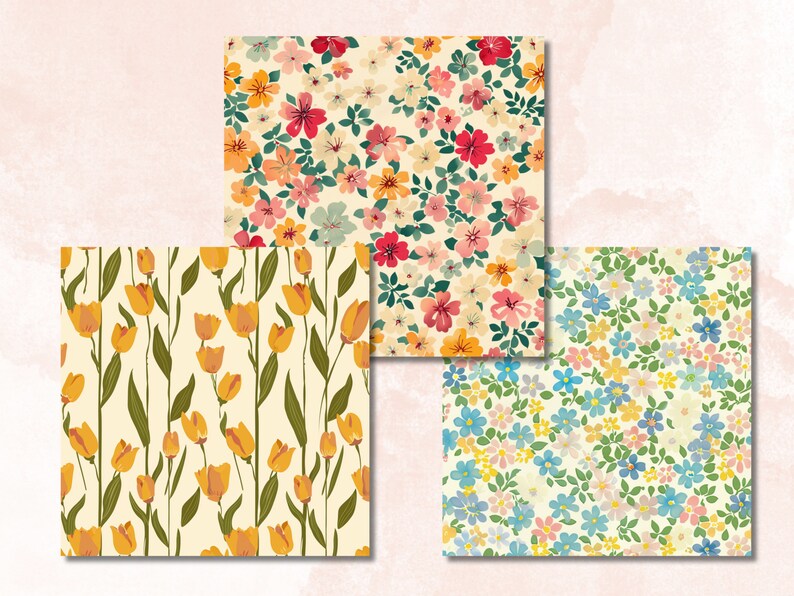 Seamless Spring Flowers Digital Paper, Spring Floral Seamless Pattern ...