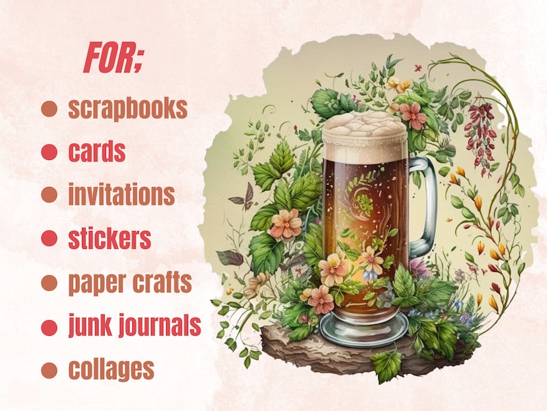 20 PNG Watercolor Beer Time Clipart Floral Beer Clip Art - Etsy