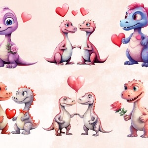 35 PNG Watercolor Valentine's Day Dinosaur Clipart, Lovely Valentines ...