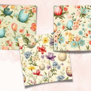 Seamless Vintage Easter Digital Paper, Retro Easter Bunny Seamless ...