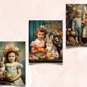 Printable Vintage Easter Photos Digital Paper, Retro Easter Old ...