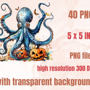 40 PNG Watercolor Underwater Halloween Clipart, Fantasy Halloween ...