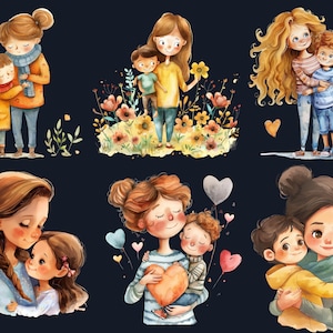 45 PNG Watercolor Cute Mother's Day Clipart, Kawaii Mothers Day ...