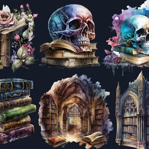 33 PNG Watercolor Gothic Books Clipart, Fantasy Book Clip Art, Gothic ...
