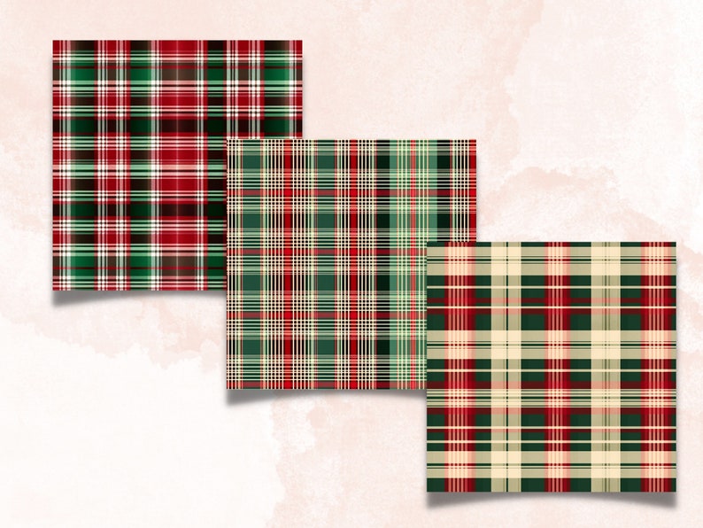 Seamless Christmas Plaid Digital Paper Pack, Winter Buffalo Plaid ...