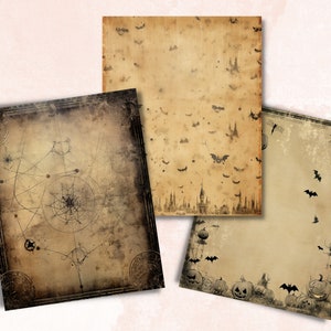 Printable Vintage Halloween Digital Paper, Creepy Halloween Ephemera ...