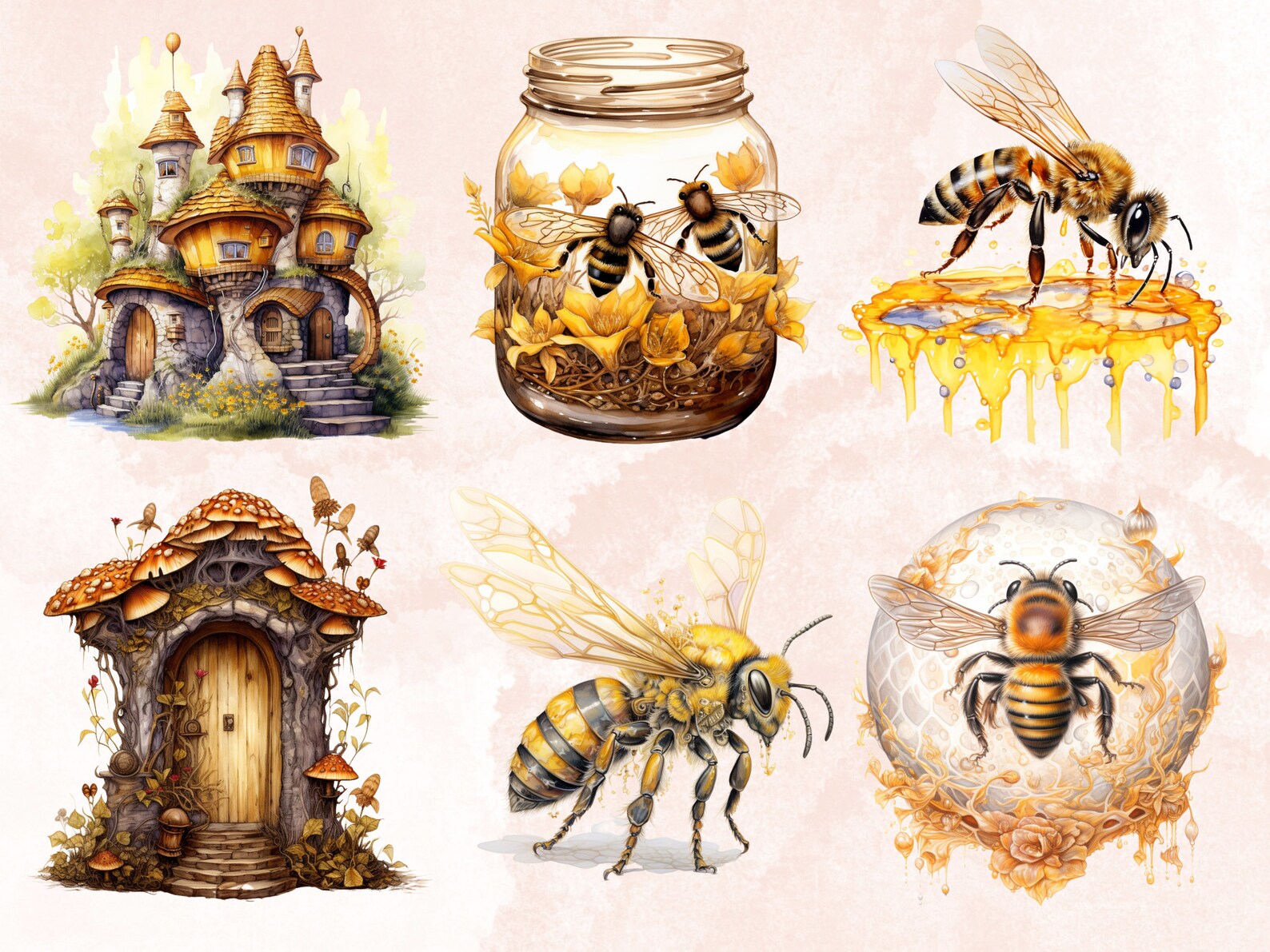 37 PNG Watercolour Honey Bee Fairy Clipart, Forest Fairy Garden Clip ...