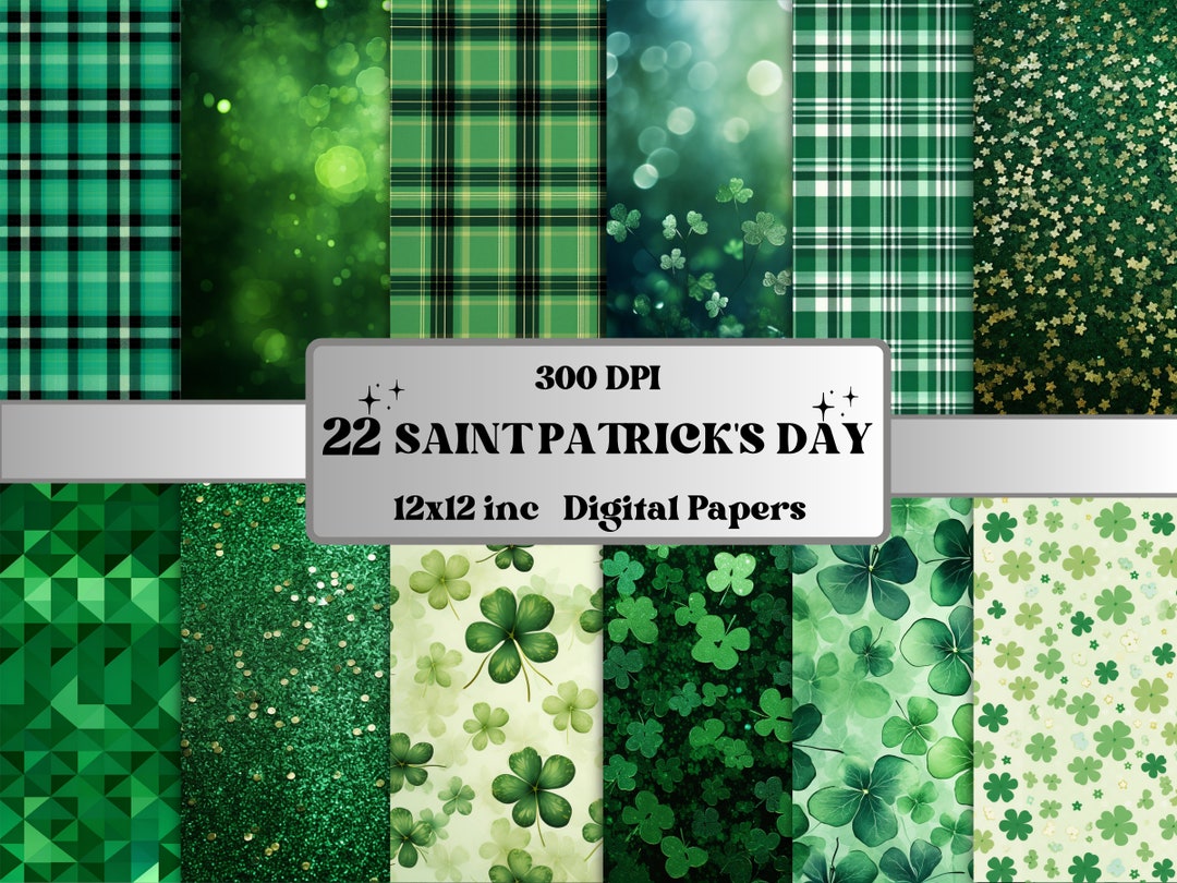 Printable St.patrick’s Day Digital Paper, Four Leaf Clover Pages Junk ...