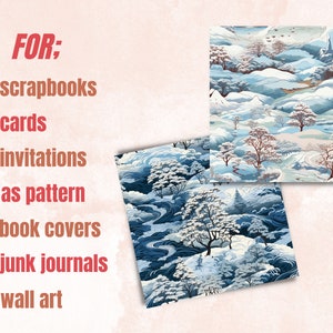 Seamless Winter Scenery Digital Paper Pack, Snowy Landscape Repeating ...