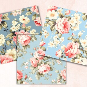 Seamless Vintage Flowers Digital Paper, Shabby Chic Floral Seamless ...