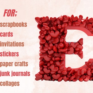 26 PNG Watercolour Red Valentine's Day Alphabet Clipart, Love Letters ...