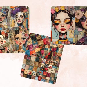 Whimsy Patchwork Collage Paper, Surreal Patchwork Mixed Media Art Sheet ...