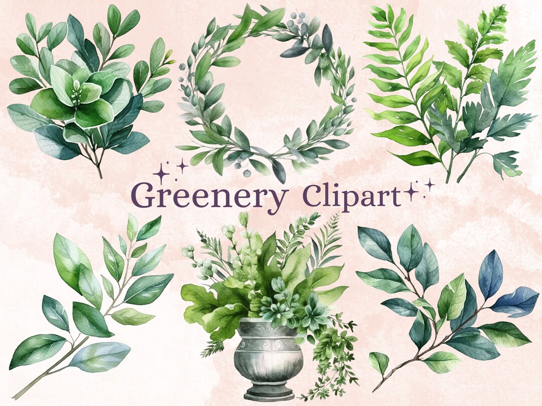 40 PNG Watercolour Greenery Clipart, Botanical PNG Clip Art, Greenery ...