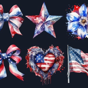 32 PNG Watercolor 4th of July Clipart Bundle, Independence Day Clip Art ...