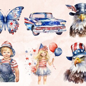 32 PNG Watercolor 4th of July Clipart Bundle, Independence Day Clip Art ...