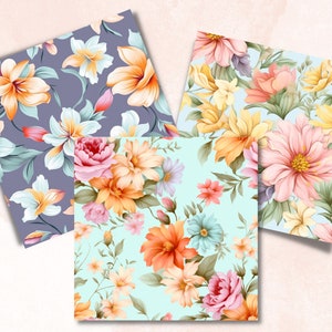 Seamless Pastel Flowers Digital Paper, Pastel Floral Seamless Pattern ...