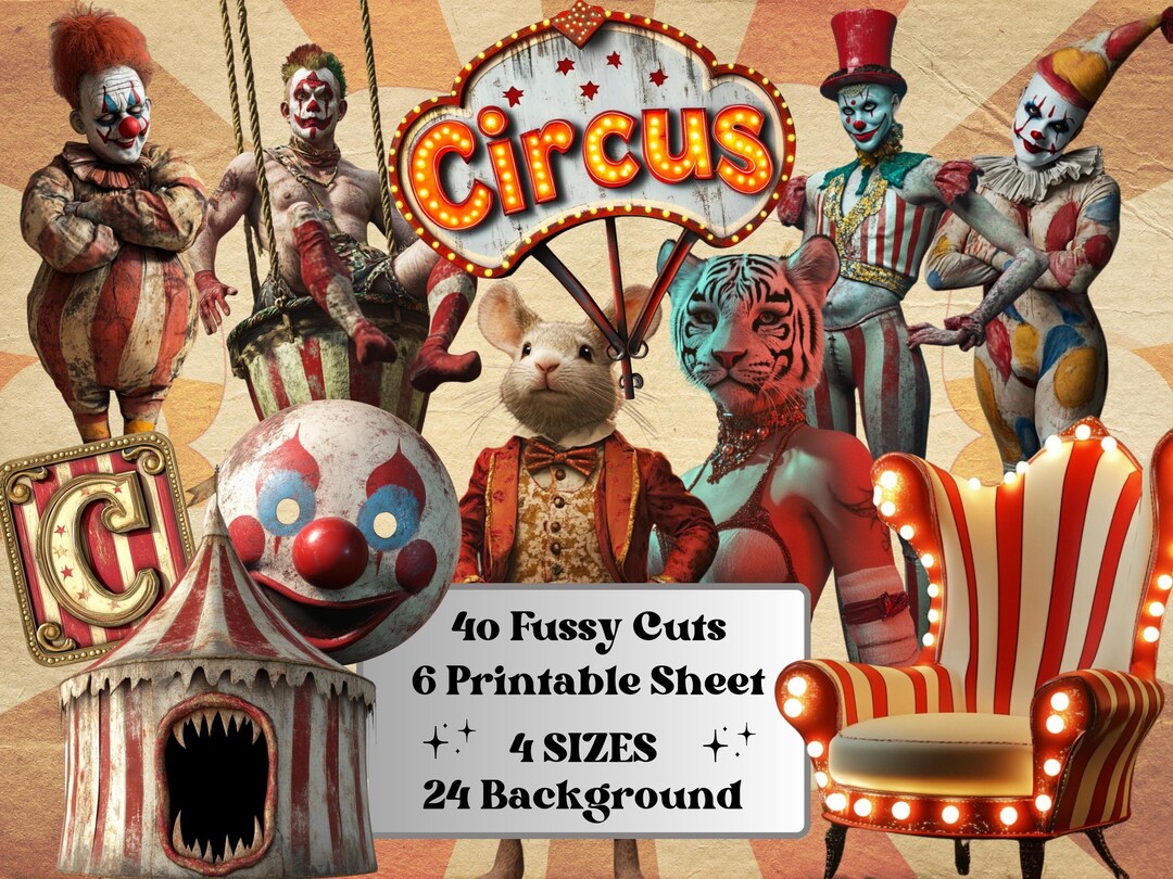 Surreal Circus Collage Kit, Whimsical Circus Ephemera, Quirky Circus ...