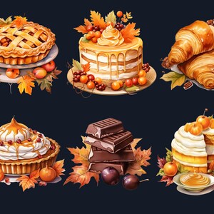 40 PNG Watercolor Fall Dessert Clipart, Autumn Dessert Illustrations ...