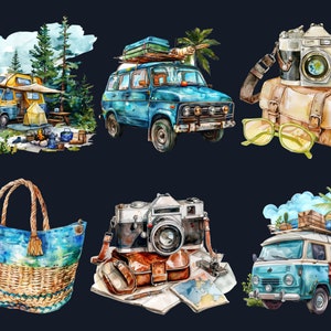 55 PNG Watercolor Summer Vacation Clipart, Summer Traveler ...