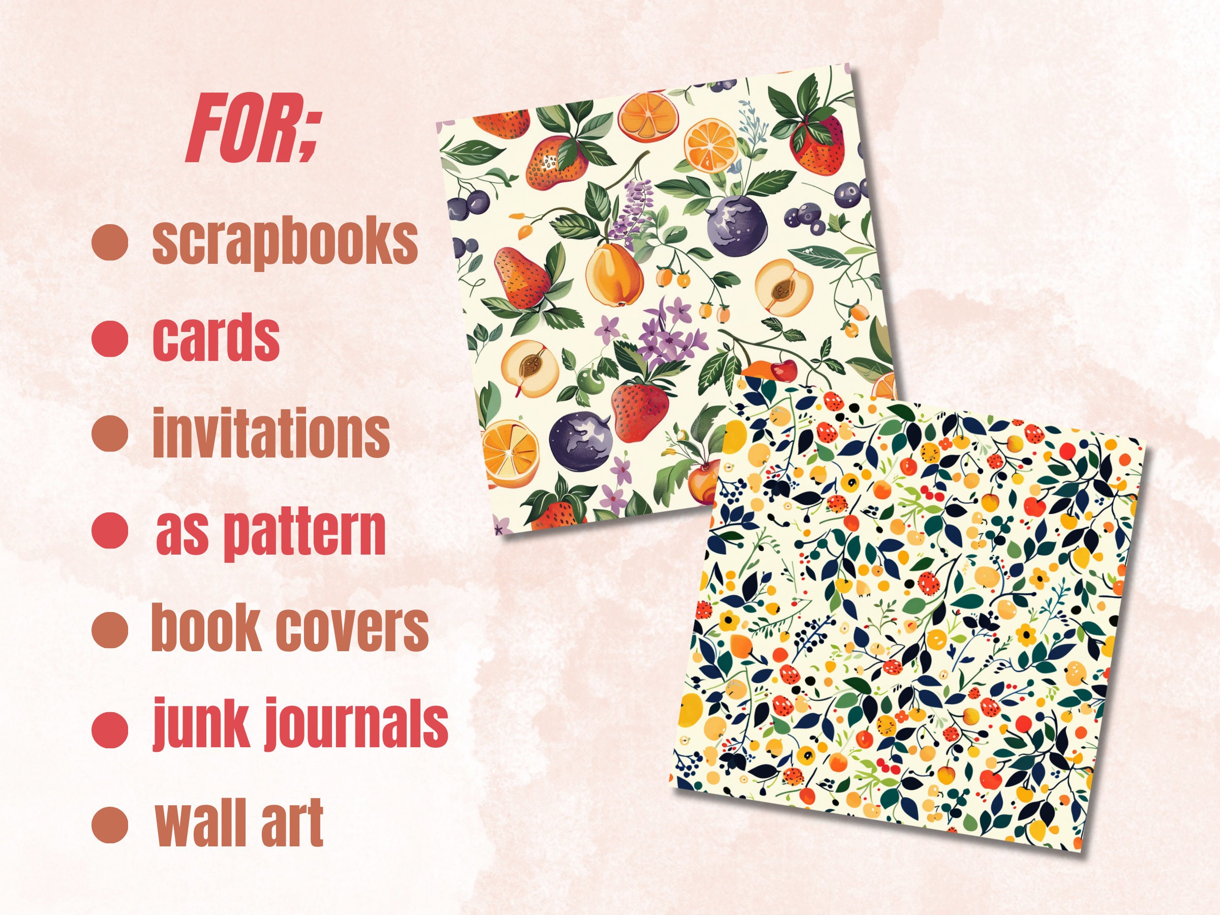 Seamless Spring Fruits Digital Paper, Spring Botanical Seamless Pattern ...