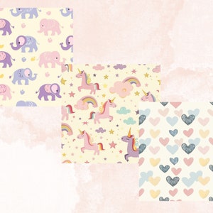 Seamless Pastel Baby Pattern Paper, Pastel Baby Nursery Ephemera ...