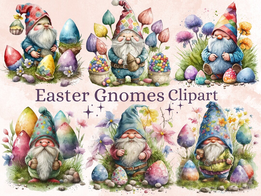 22 PNG Watercolour Easter Gnomes Clipart, Spring Garden Gnome Clip Art ...