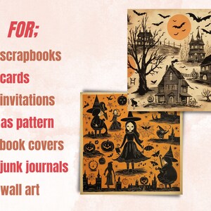 Printable Vintage Creepy Halloween Digital Paper, Halloween Ephemera ...
