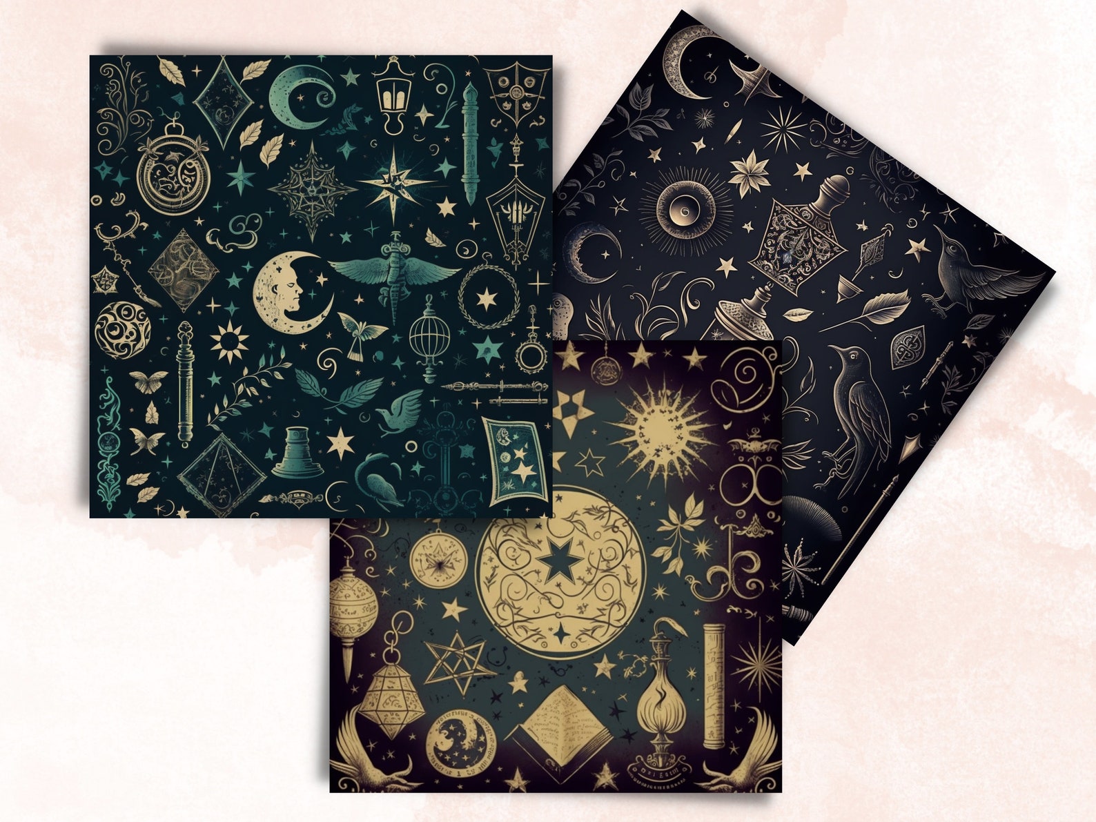 Celestial Witch Digital Paper, Witch Junk Journal Paper Pack, Printable ...