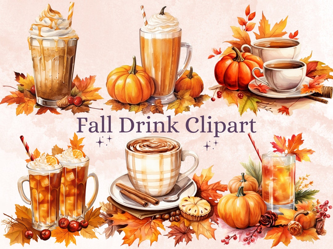 30 PNG Watercolor Fall Drink Clipart, Autumn Coffee Illustrations Clip ...