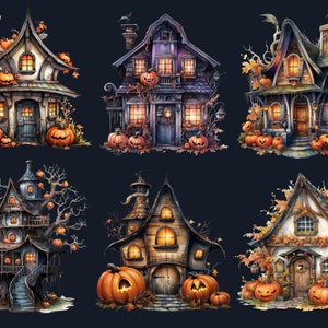 40 PNG Watercolor Halloween House Clipart, Haunted Mansion ...
