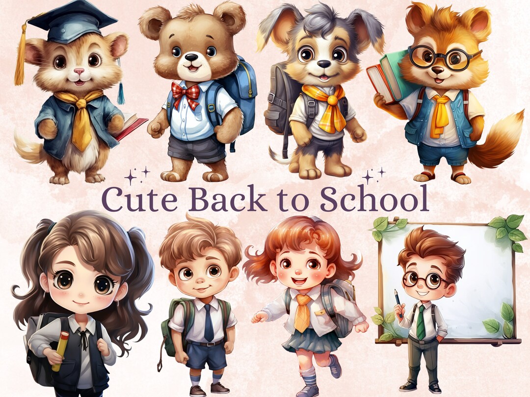 50 PNG Watercolor Cute Back to School Bundle Clipart, Academia ...
