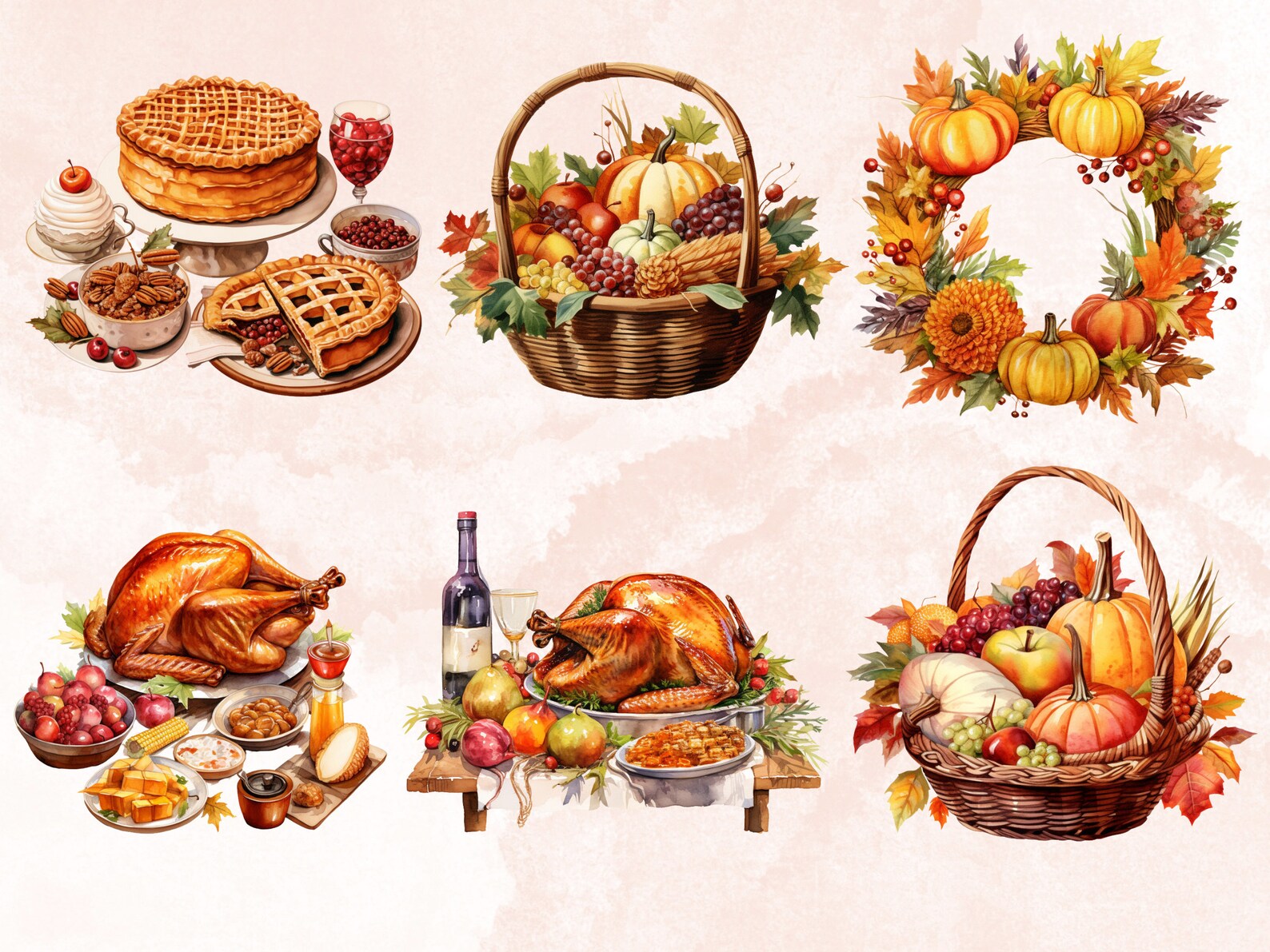 55 PNG Watercolor Thanksgiving Clipart, Thanksgiving Turkey ...