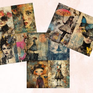 Whimsy Grunge Collage Paper Kit, Surreal Grunge Mixed Media Sheet ...
