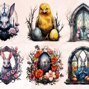 50 PNG Watercolor Gothic Easter Clipart, Creepy Easter Egg ...