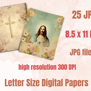 Printable Christian Easter Digital Paper, Cross Ephemera Collage ...