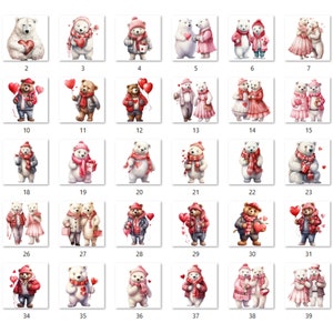 40 PNG Watercolor Valentine's Day Bears Clipart, Lovely Valentines Day ...