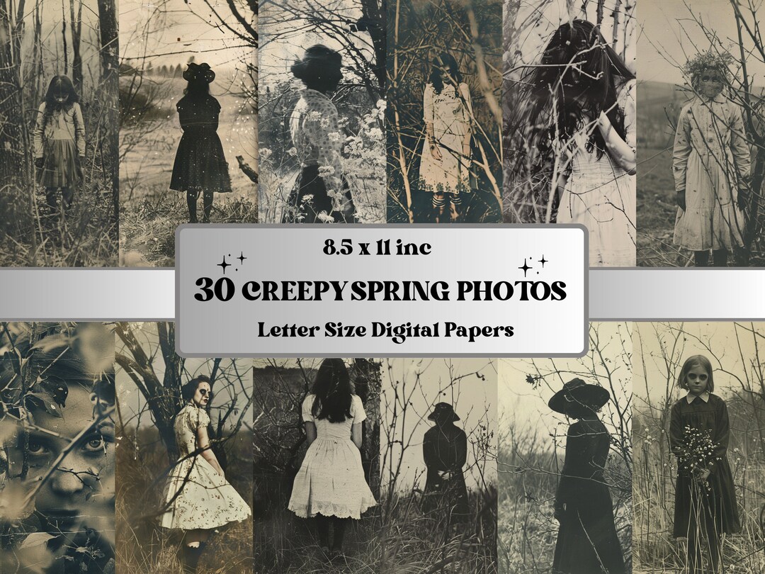Vintage Creepy Spring Portraits, Junk Journal Ephemera, Printable ...