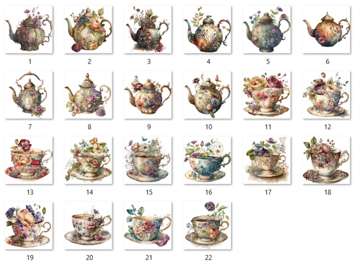 22 PNG Watercolor Tea Time Clipart, Tea Clip Art, Vintage Teacup ...