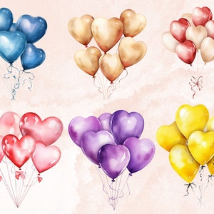 40 PNG Watercolor Valentine's Day Balloons Clipart, Valentines Day ...