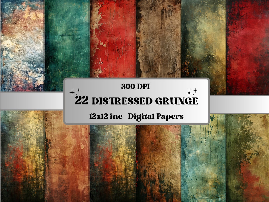 Distressed Grunge Textures Digital Paper Pack, Antique Junk Journal ...