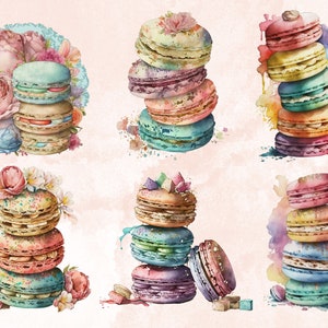 19 PNG Watercolor Vintage Macaron Clipart, Macaron Flowers Clip Art ...