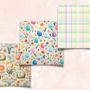 Printable Spring Easter Digital Paper, Floral Ephemera Collage, Easter ...